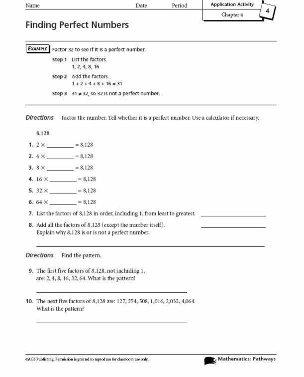 AGS Mathematics: Pathways / Application-Activity